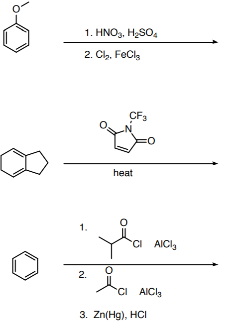 Solved 1. HNO3, H2SO4 2. Cl2, FeCl2 CF3 heat AICI3 otto ci | Chegg.com