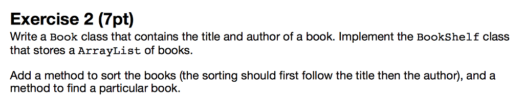 Solved Exercise 2 (7pt) Write a Book class that contains the | Chegg.com