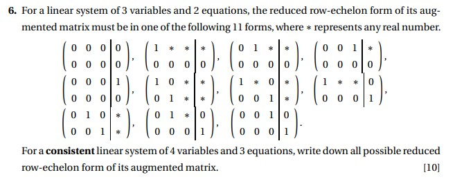 Solved 6. For a linear system of 3 variables and 2 | Chegg.com
