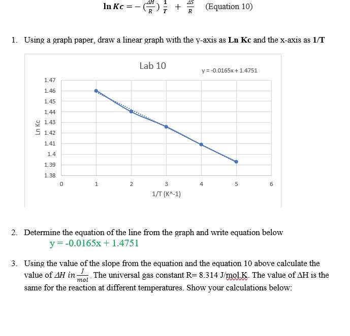 Solved In Kc - + (Equation 10) R 1. Using a graph paper, | Chegg.com