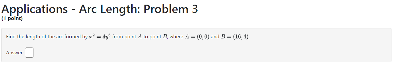 Solved Applications - Arc Length: Problem 2 (1 point) Find | Chegg.com