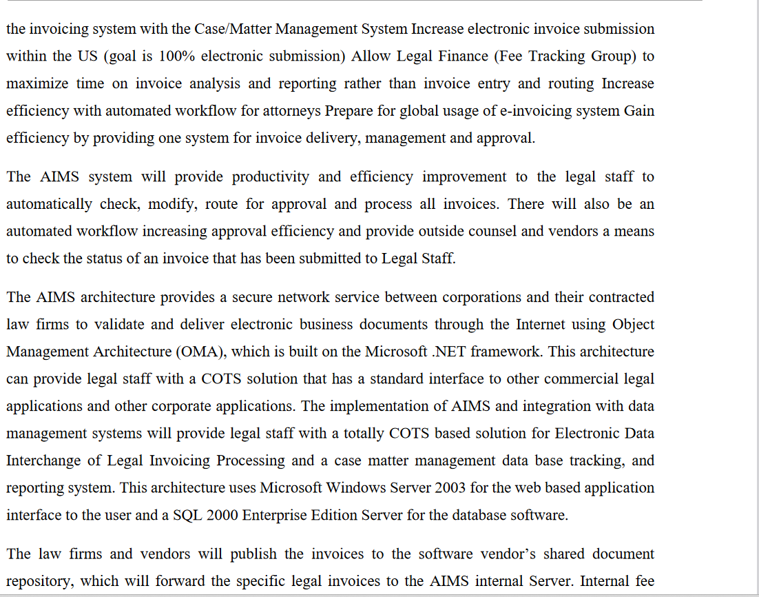 Solved the invoicing system with the Case/Matter Management | Chegg.com