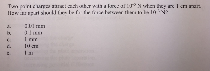Solved Two point charges attract each other with a force of | Chegg.com