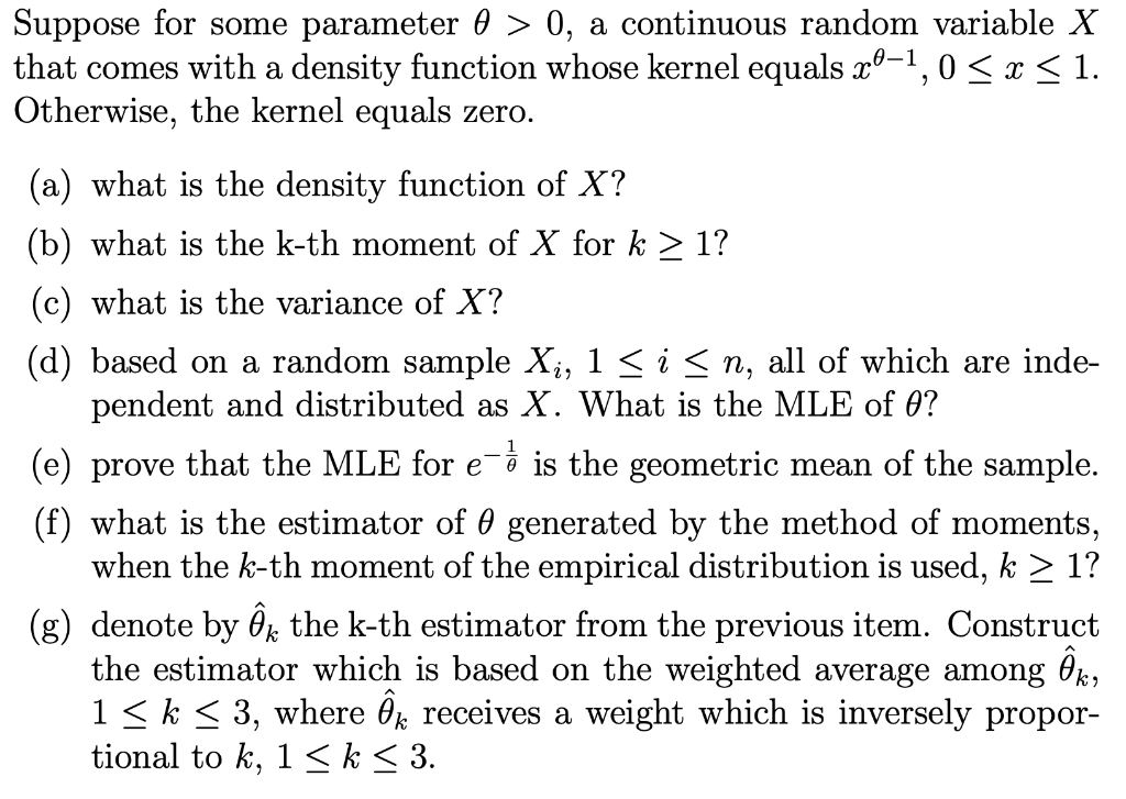 Solved Suppose for some parameter 0 > 0, a continuous random | Chegg.com