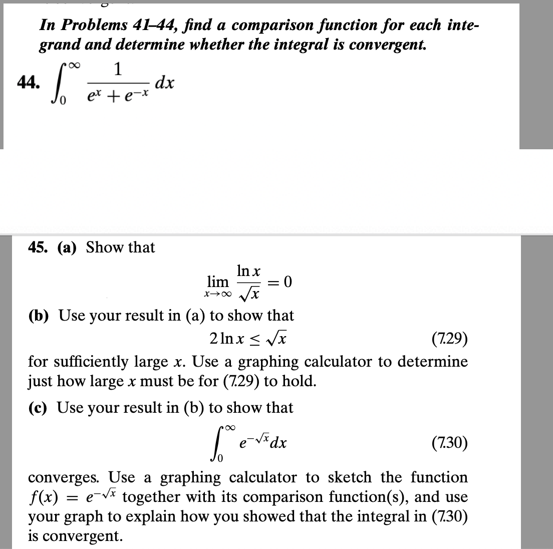 Solved In Problems 41-44, ﻿find a comparison function for | Chegg.com