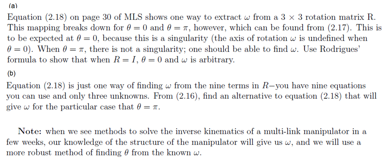 Solved (a)Equation (2.18) ﻿on page 30 ﻿of MLS shows one way | Chegg.com