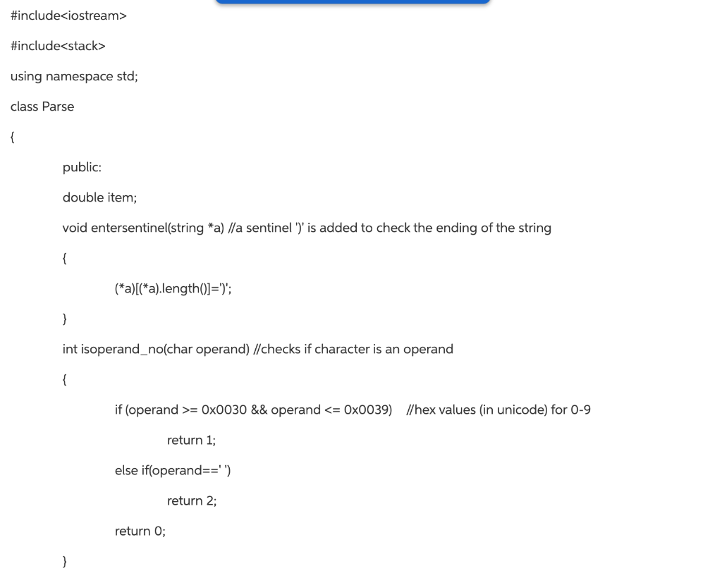 Solved #include #include using namespace std; class Parse { | Chegg.com