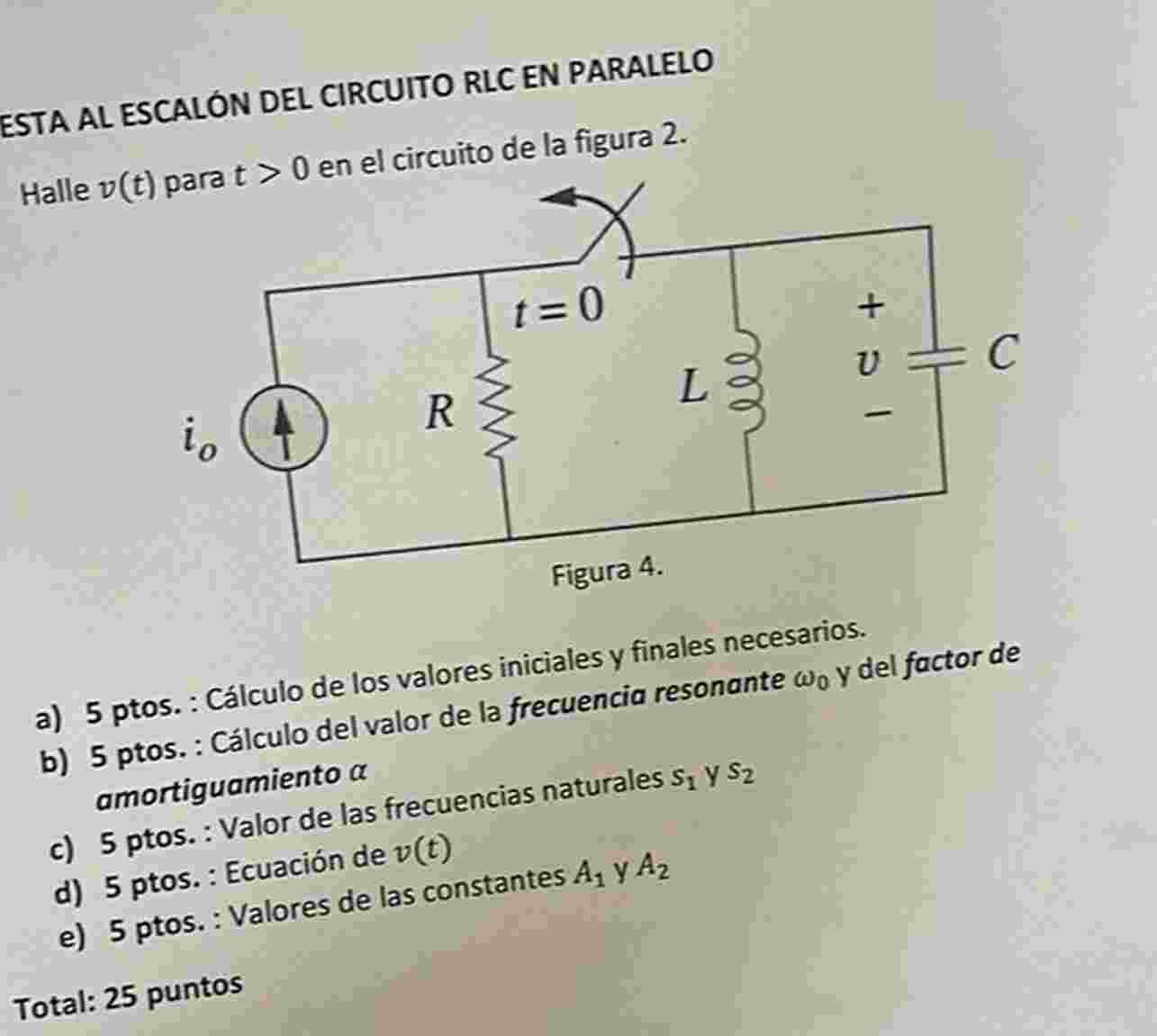 Solved ESTA AL ﻿ESCALÓN ﻿DEL CIRCUITO RLC EN ﻿PARALELOHalle | Chegg.com