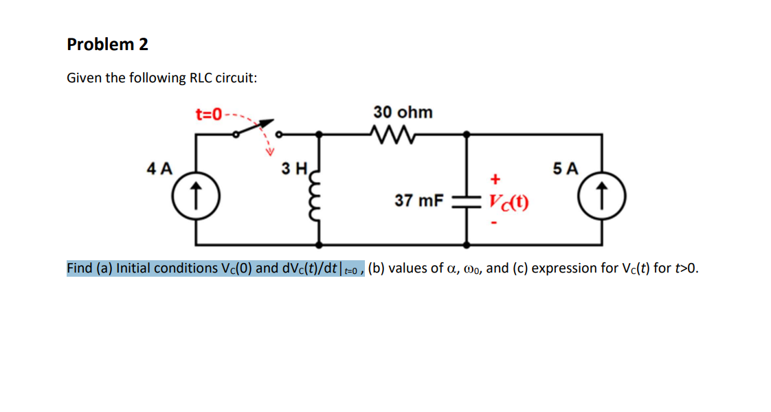 Solved I do not understand how to find dVC(t)/dt @ t = 0, | Chegg.com