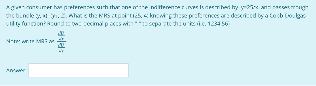 Solved A given consumer has preferences such that one of the | Chegg.com