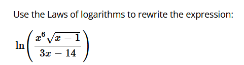 Solved Use the Laws of logarithms to rewrite the expression: | Chegg.com