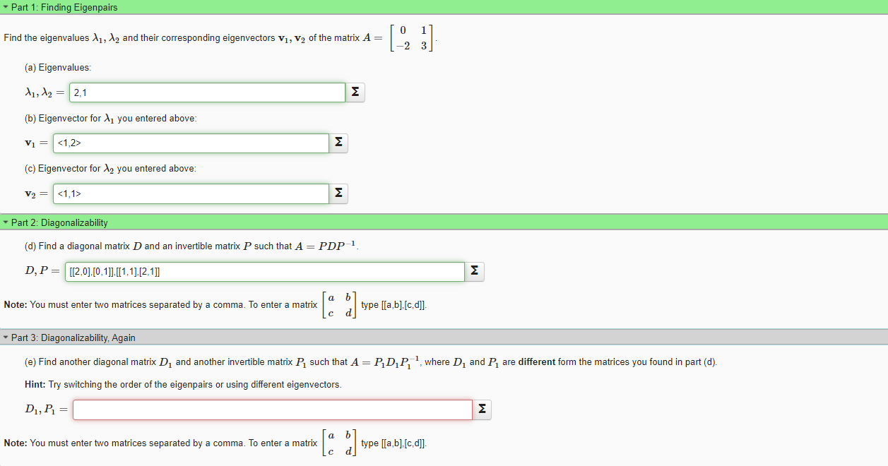 Solved Part 1: Finding Eigenpairs Find the eigenvalues A₁, | Chegg.com