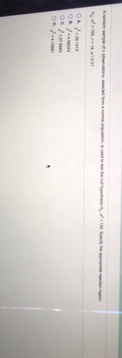 Solved A random sample of n observations, selected from a | Chegg.com