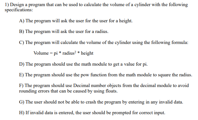 Solved Design a program that can be used to calculate the | Chegg.com