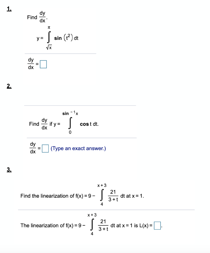 Solved 1. Find dx sin (12) dt dy dx 2. sin - 1x Find if y= | Chegg.com