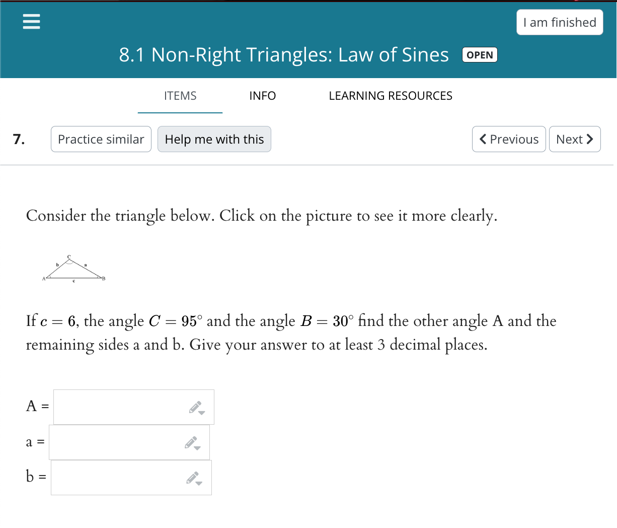 Solved Consider the triangle below. Click on the picture to | Chegg.com