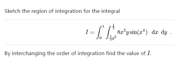 Solved Sketch the region of integration for the integral | Chegg.com