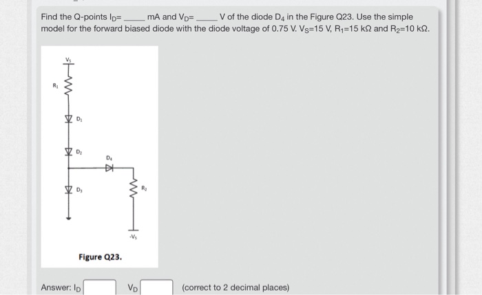 Solved Find the Q-points l mA and V V of the diode D4 in the | Chegg.com
