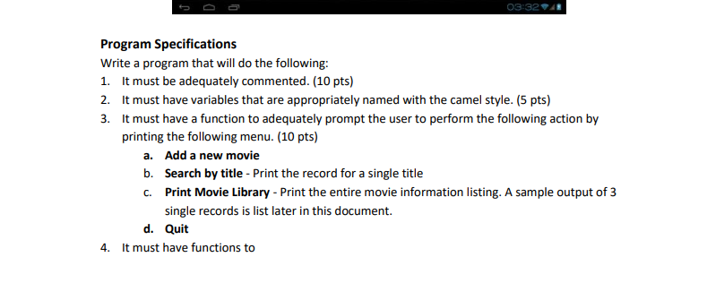 Solved 03:32242 Program Specifications Write a program that | Chegg.com
