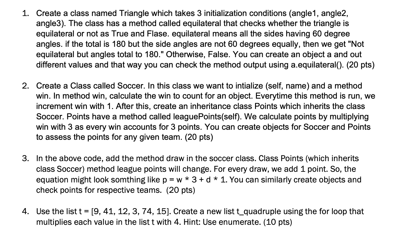 Solved 1. Create a class named Triangle which takes 3 | Chegg.com