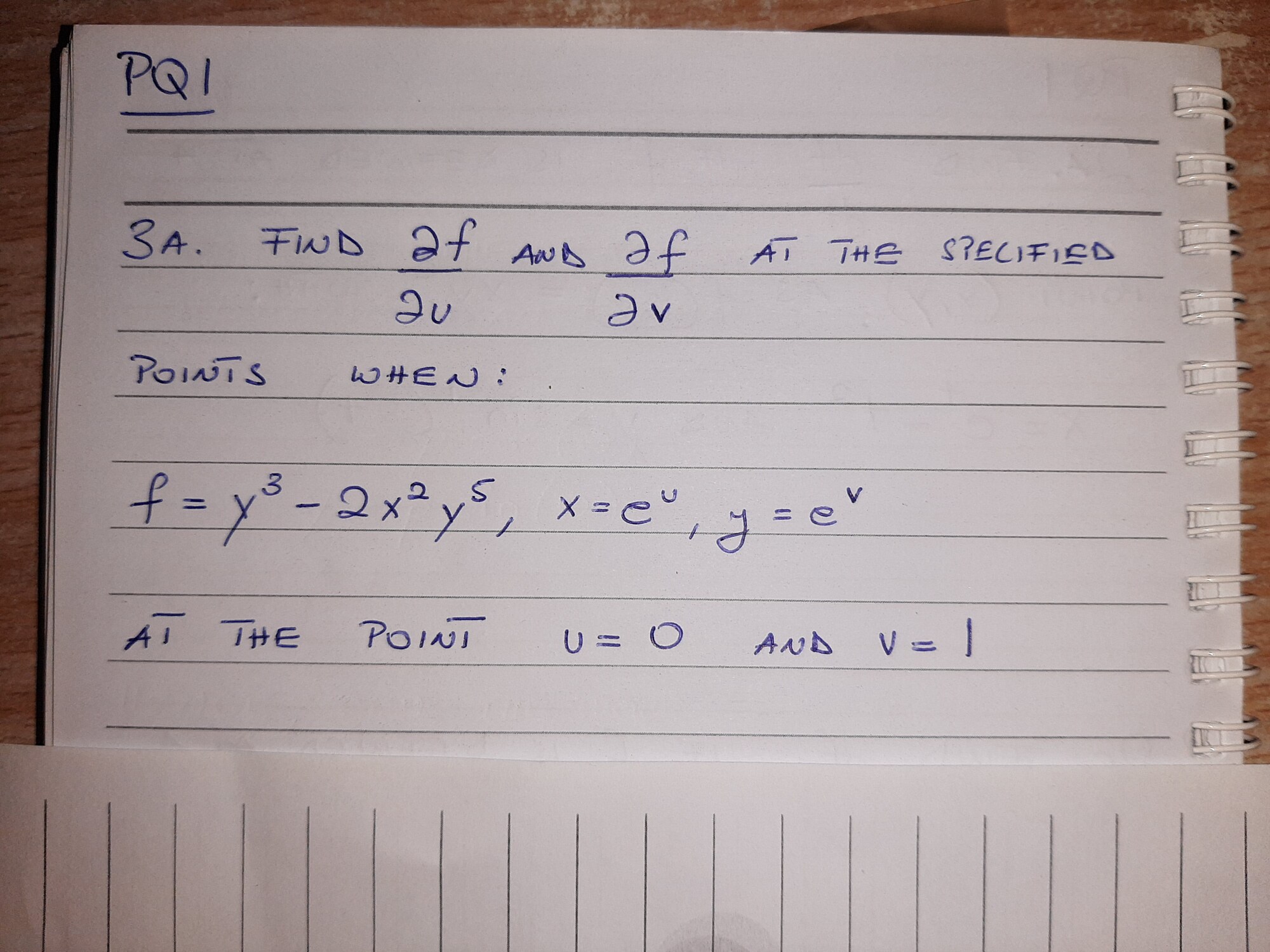 Solved 3A. FIND ∂v∂f AND ∂v∂f AI THE STECIFIED POINTS WHEN: | Chegg.com