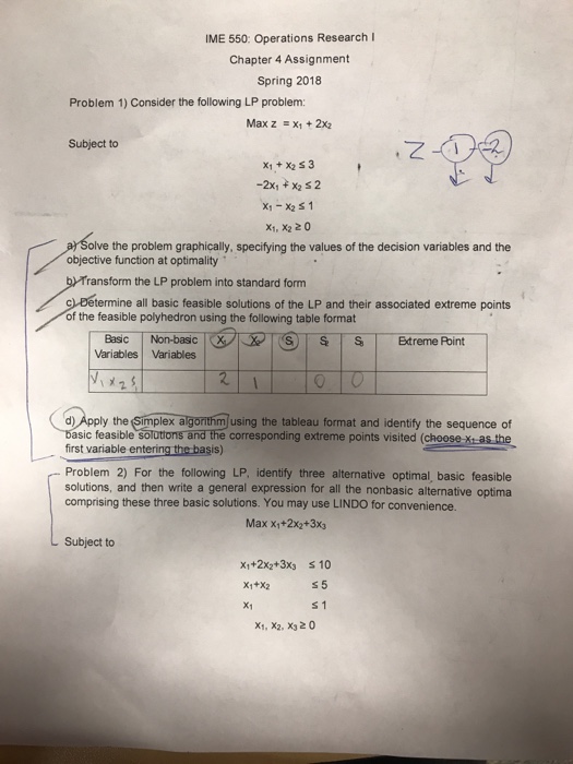 Solved IME 550: Operations Research I Chapter 4 Assignment | Chegg.com