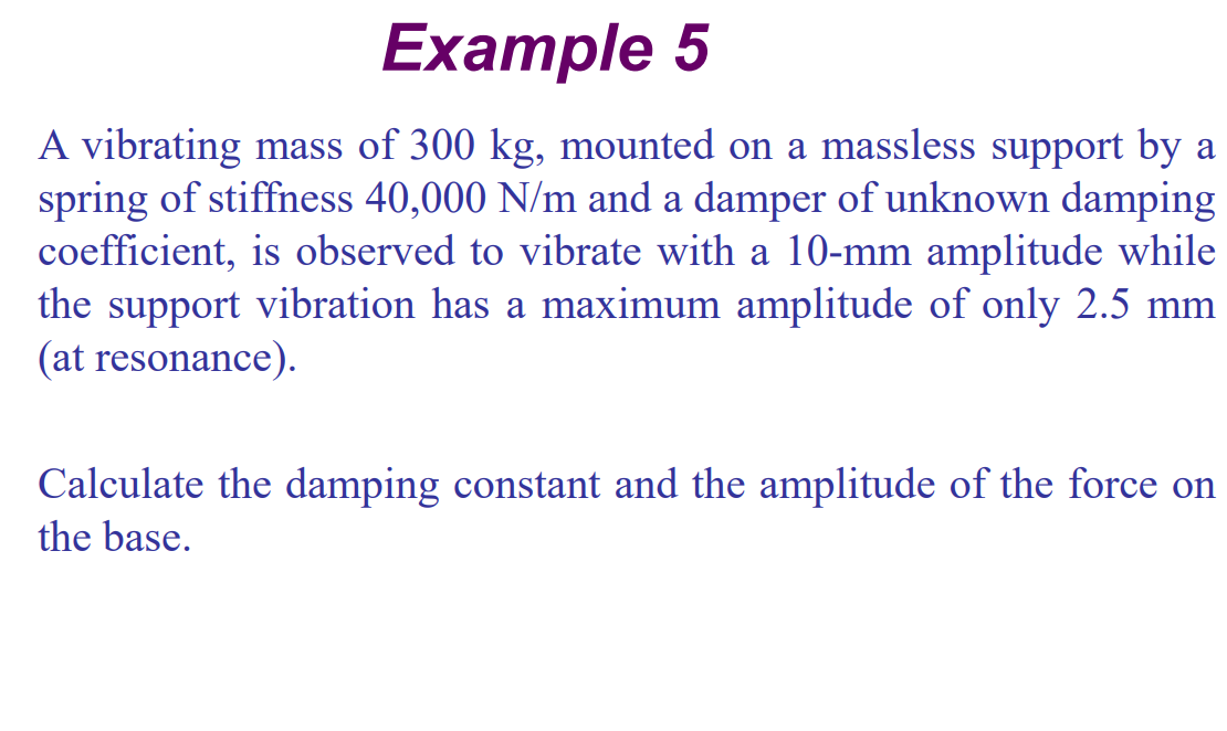 A vibrating mass of 300 kg, mounted on a massless | Chegg.com
