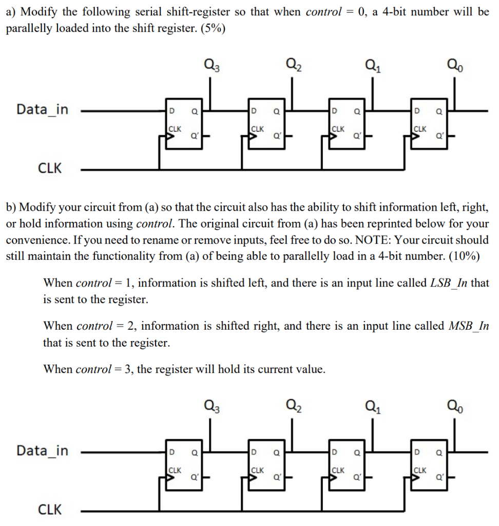 Solved MODIFY the serial shift-register. I assume the | Chegg.com