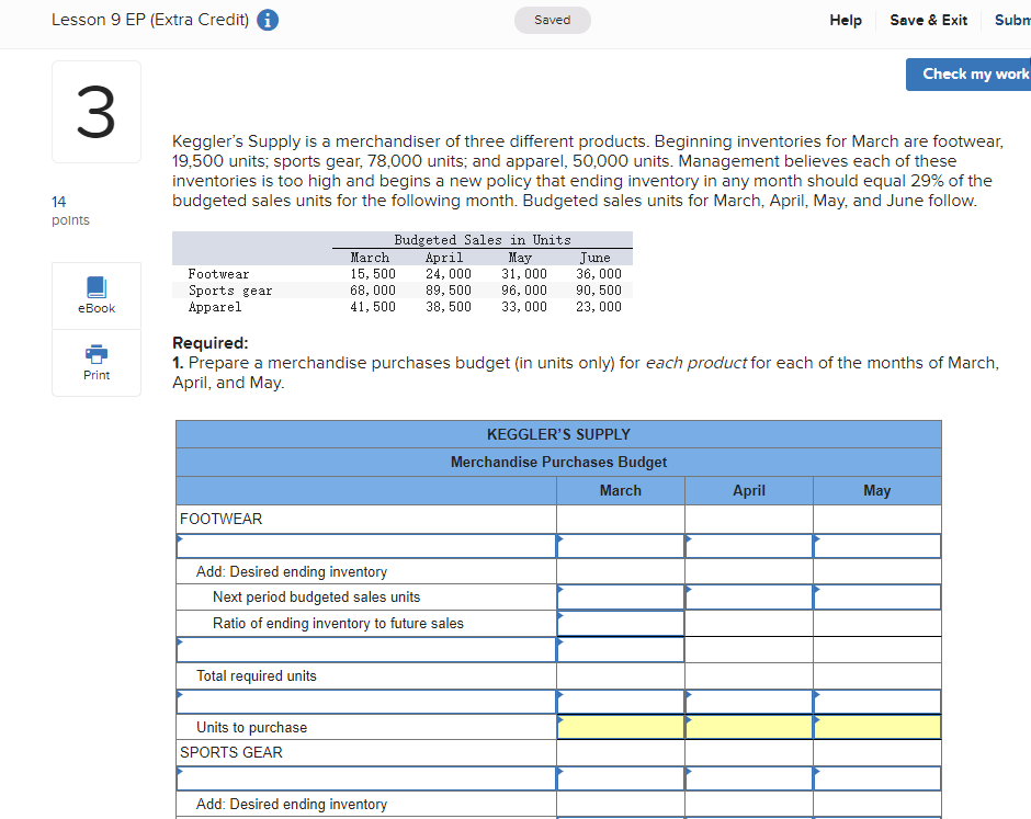 Solved Lesson 9 EP (Extra Credit) i Saved Help Save & Exit | Chegg.com