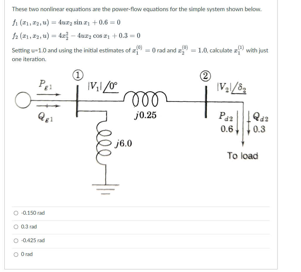 Solved These two nonlinear equations are the power-flow | Chegg.com