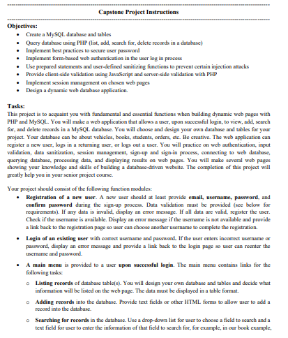 Solved Capstone Project Instructions . . Objectives: Create | Chegg.com