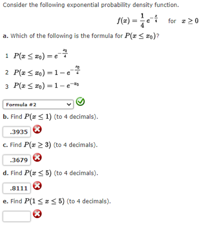 Solved Consider the following exponential probability | Chegg.com