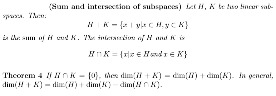 Solved Sum And Intersection Of Subspaces Let H K Be Two