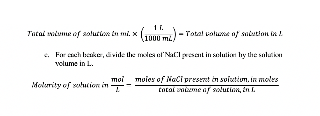 Solved Molarity of NaCl Part A Analysis Table, Molarity | Chegg.com
