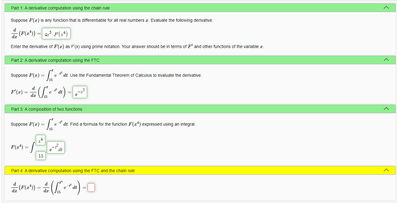Solved Part 1: A derivative computation using the chain rule | Chegg.com