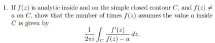 Solved 1. If f(z) is analytic inside and on the simple | Chegg.com