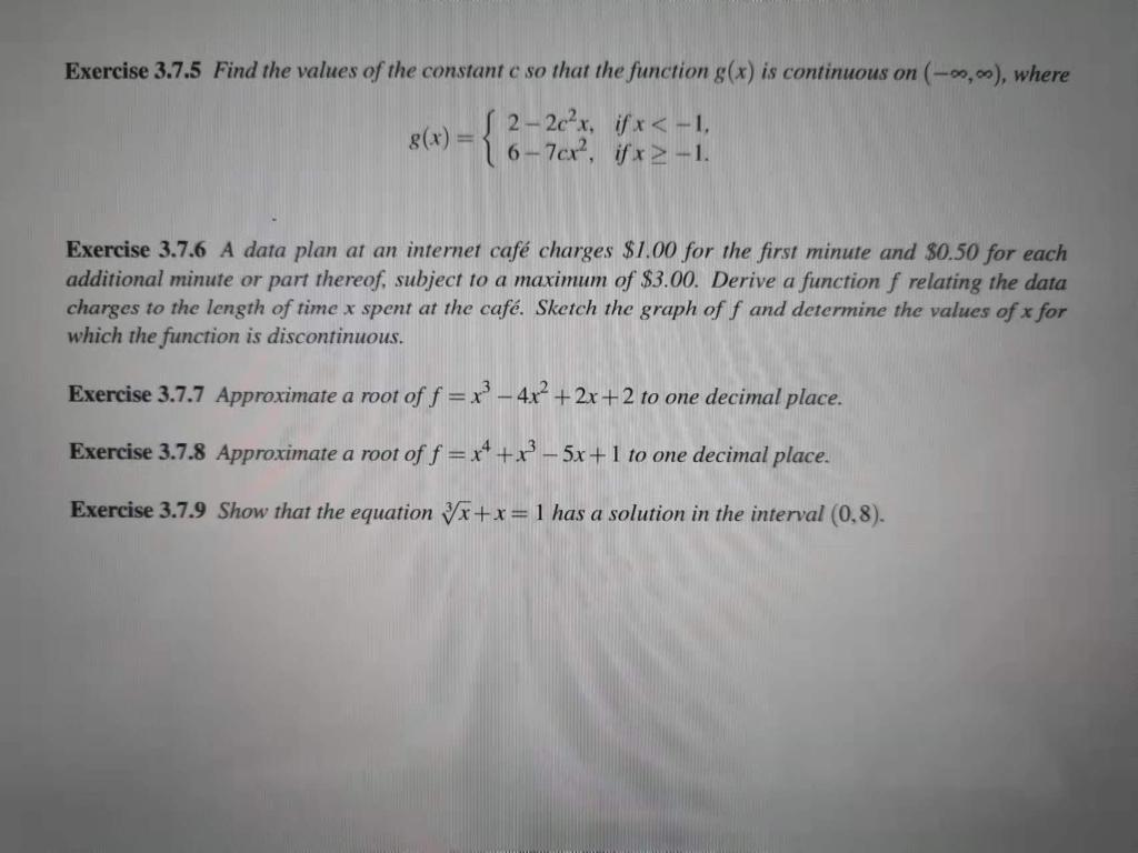 Solved Exercise 3.7.5 Find the values of the constant c so | Chegg.com