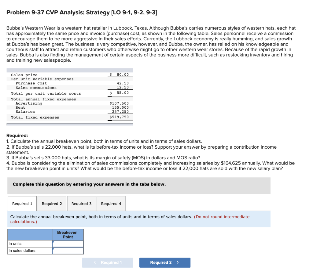 Solved Problem 9-37 CVP Analysis; Strategy (LO 9-1, 9-2, | Chegg.com
