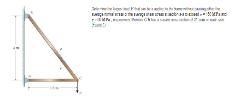 Solved Determine the largest load P that can be a applied to | Chegg.com