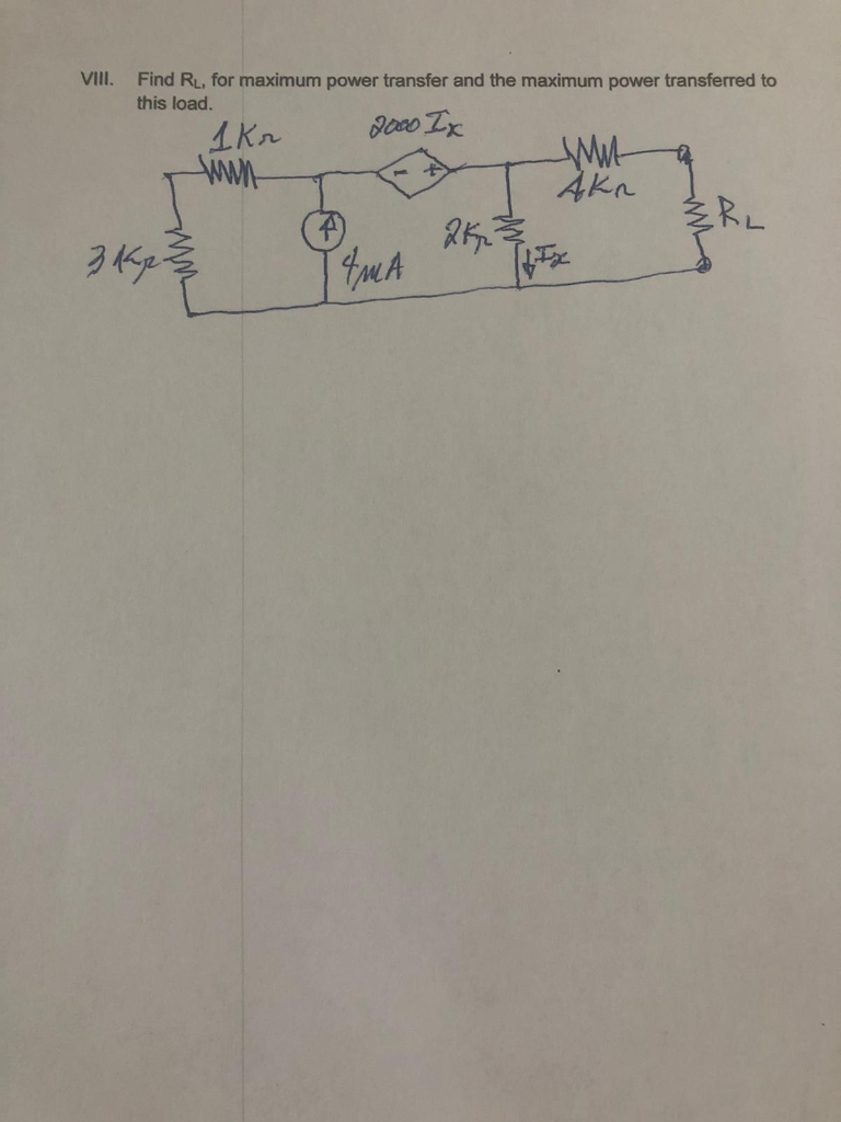 Solved Need help finding RL, for the maximum power transfer | Chegg.com