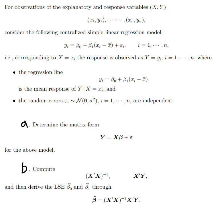 Solved For observations of the explanatory and response | Chegg.com