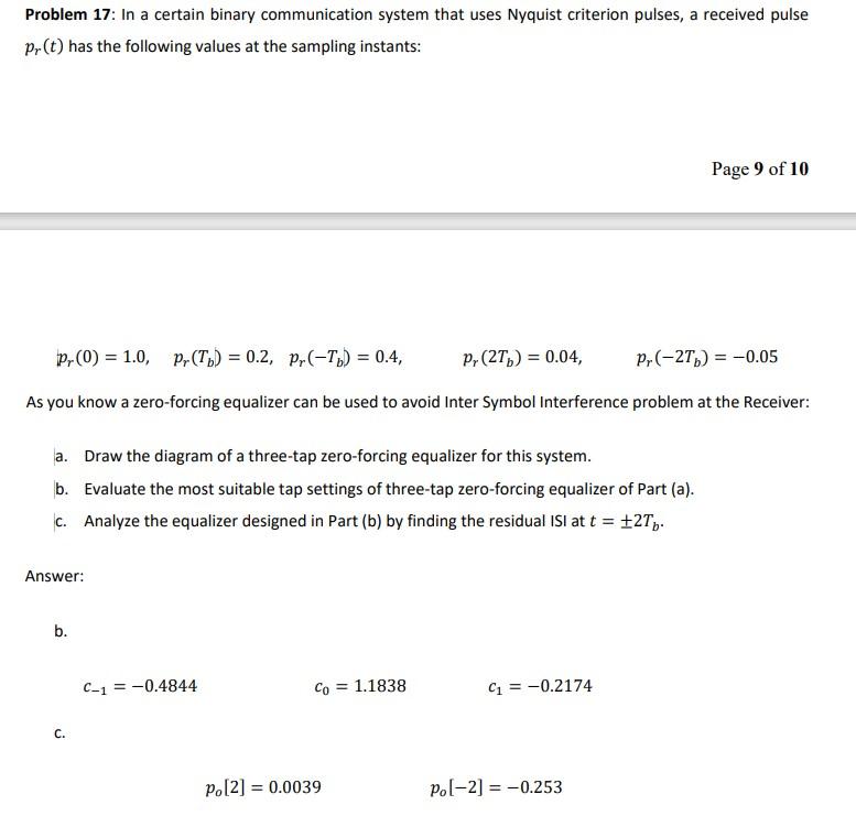Solved Problem 17: In a certain binary communication system | Chegg.com