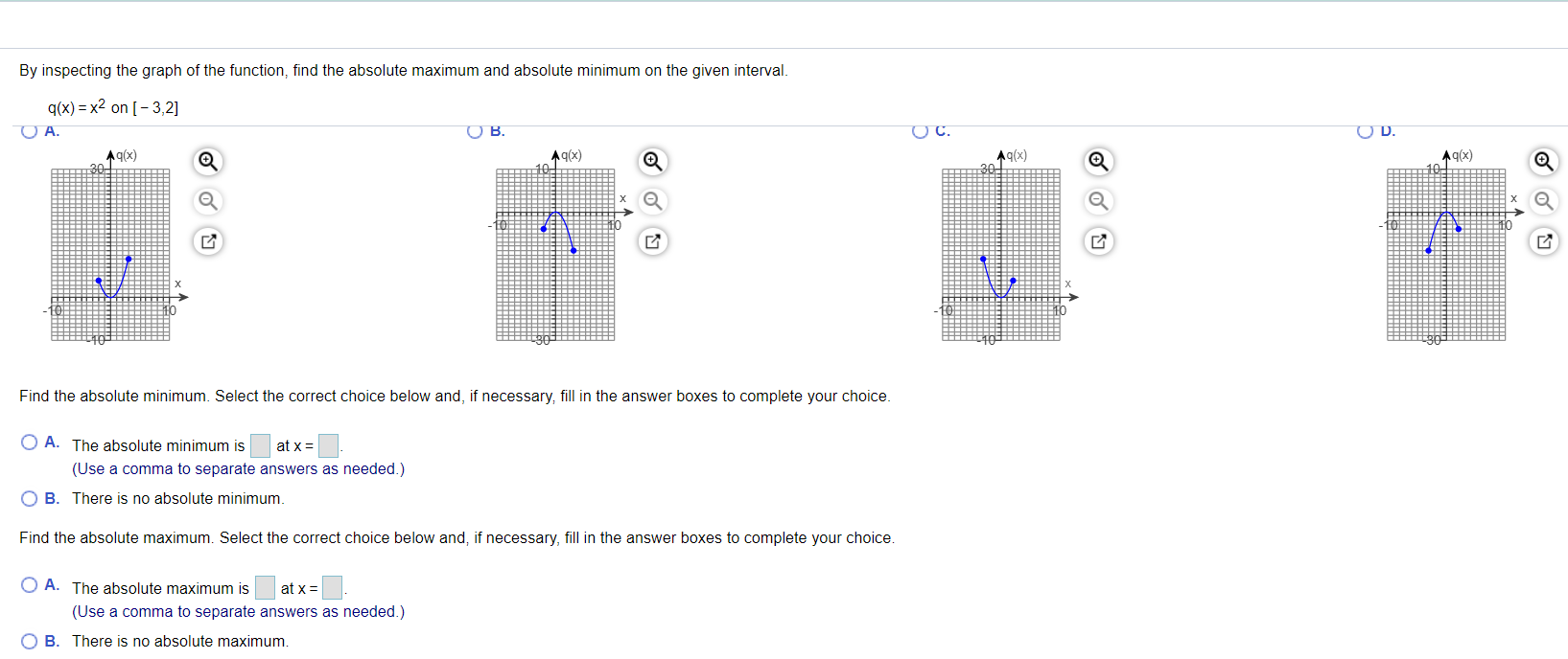 Solved By inspecting the graph of the function, find the | Chegg.com