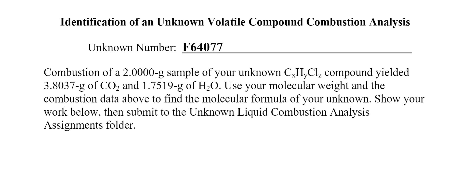 Solved Identification of an Unknown Volatile Compound | Chegg.com