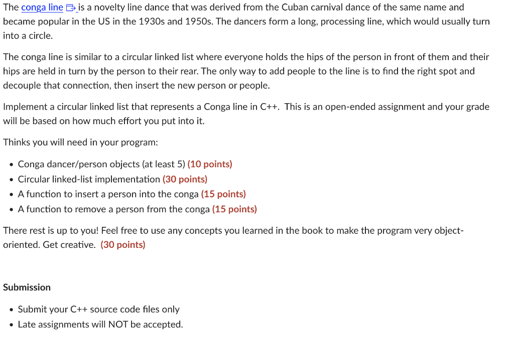 Solved The conga line → is a novelty line dance that was | Chegg.com