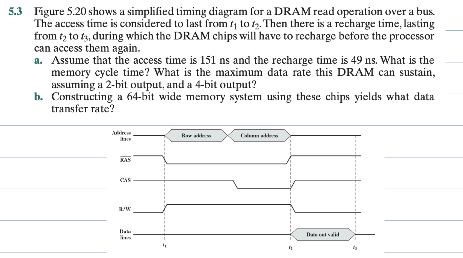 Solved 5.3 Figure 5.20 shows a simplified timing diagram for | Chegg.com