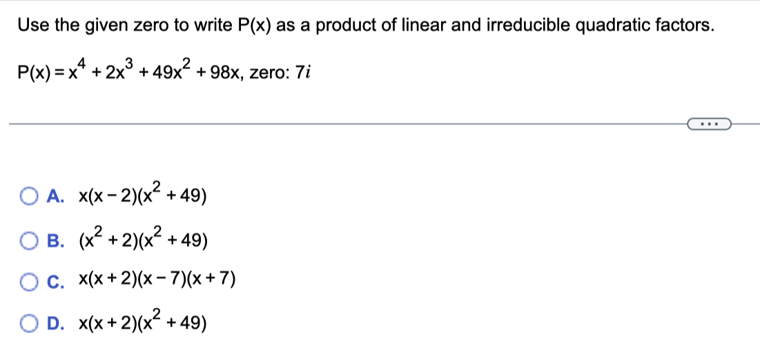 Solved Use the given zero to write P(x) as a product of | Chegg.com