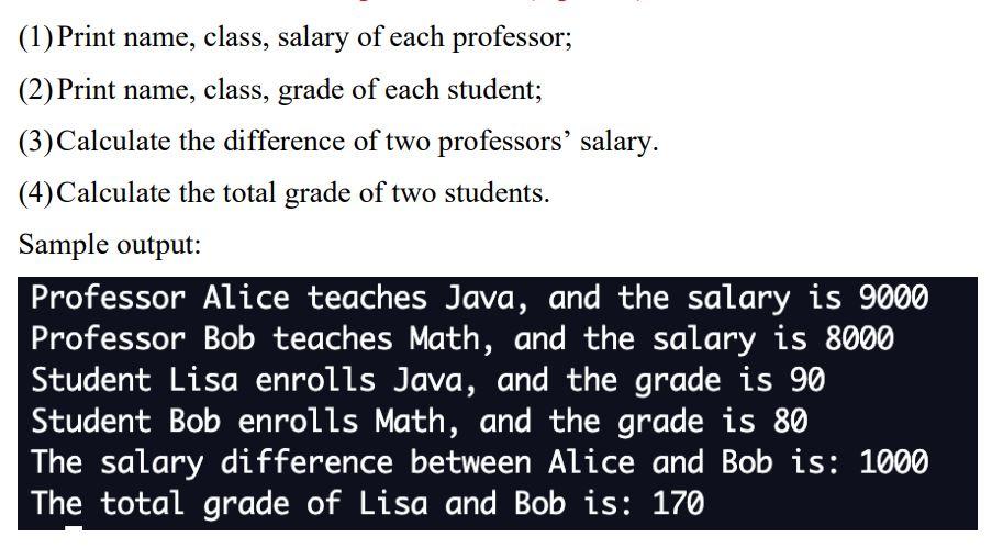 Solved (1) Print name, class, salary of each professor; | Chegg.com