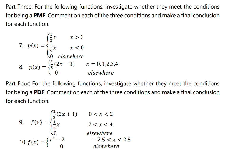 Solved Part Three: For the following functions, investigate | Chegg.com