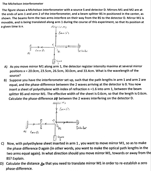 Solved The Michelson Interferometer The figure shows a | Chegg.com